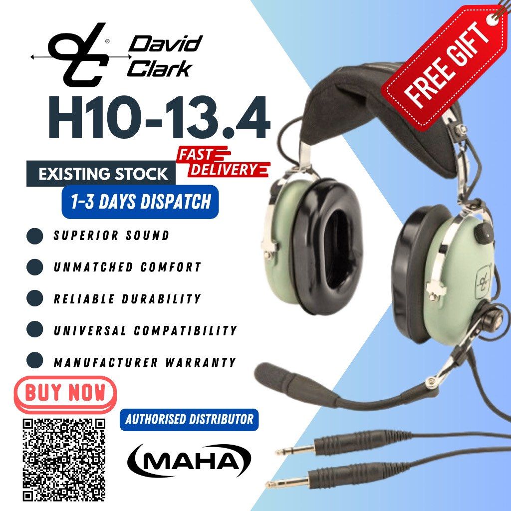 [ READY STOCK ] David Clark H10-13.4 Pilot Aviation Headset, Audio ...