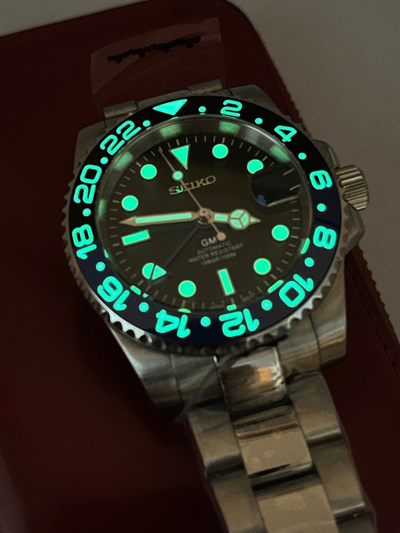 精工 Seiko GMT 自動機械芯 GMT automatic movement 改款 40mm 20mm 鋼殻鋼帶 submariner ...