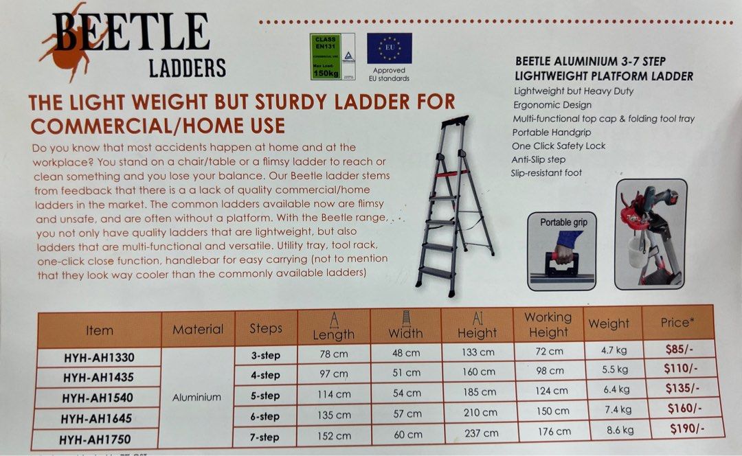 Aluminium high quality safety ladder for home/office, Furniture & Home ...