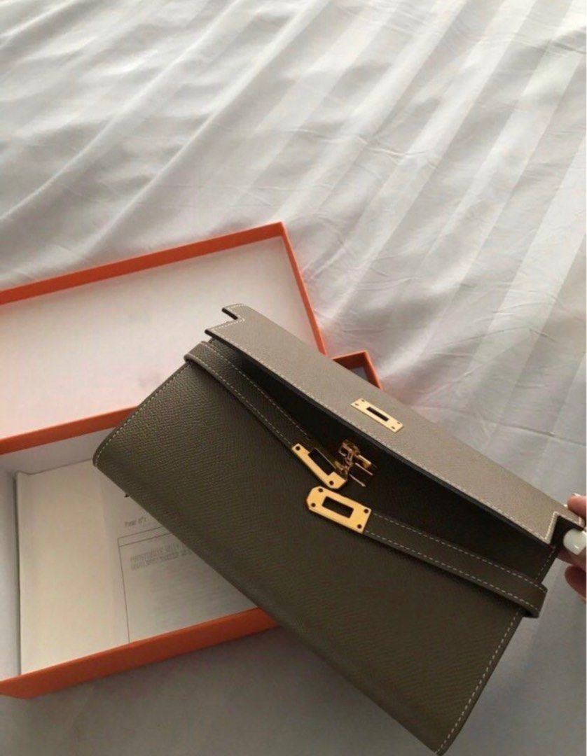 RARE Authentic Hermes Kelly Classic Wallet in Etoupe GHW, Luxury, Bags ...