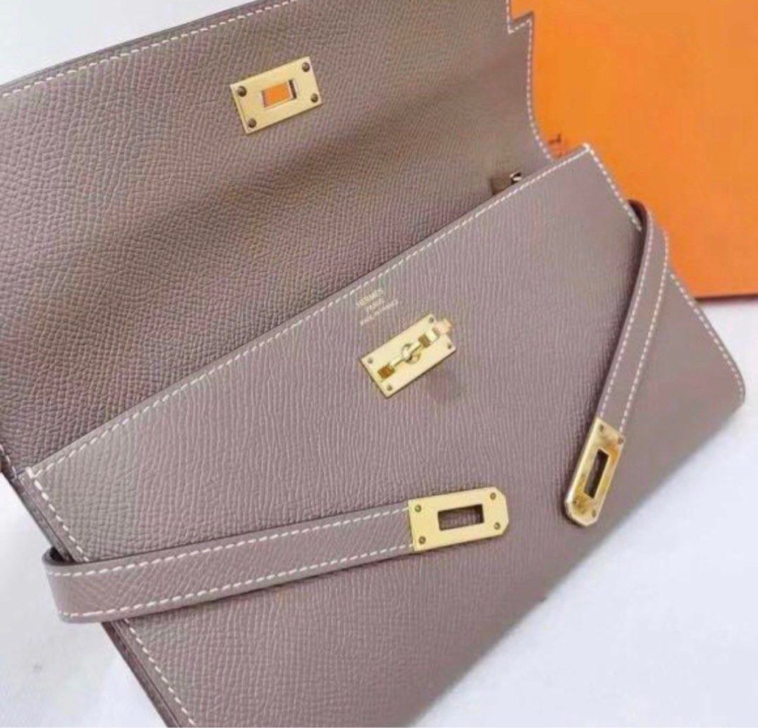 RARE Authentic Hermes Kelly Classic Wallet in Etoupe GHW, Luxury, Bags ...