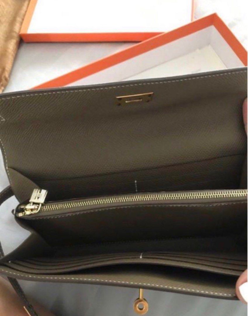 RARE Authentic Hermes Kelly Classic Wallet in Etoupe GHW, Luxury, Bags ...