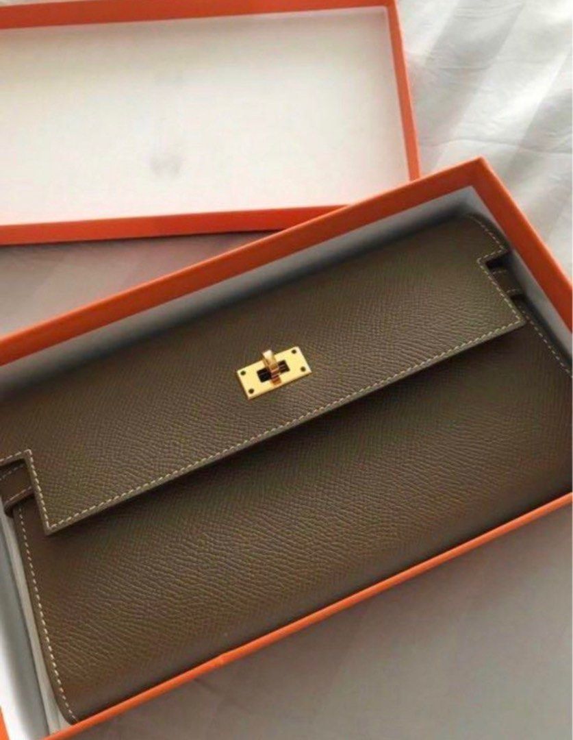 RARE Authentic Hermes Kelly Classic Wallet in Etoupe GHW, Luxury, Bags ...