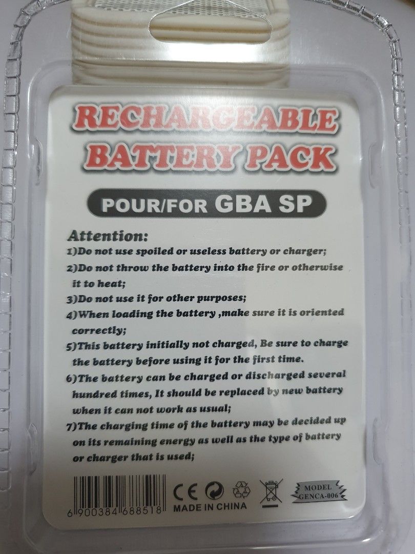 Battery Pack For Gameboy Advance SP (Nintendo Gameboy) on Carousell