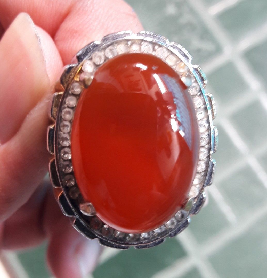 Batu akik madu ring titanium, Antik, Jam & Perhiasan di Carousell