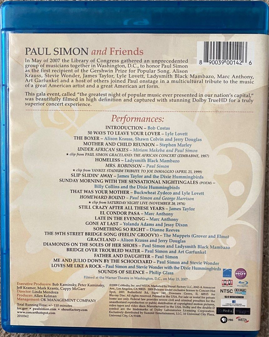 Blu-Ray: rock - Paul Simon and Friends The Library of Congress Gershwin ...