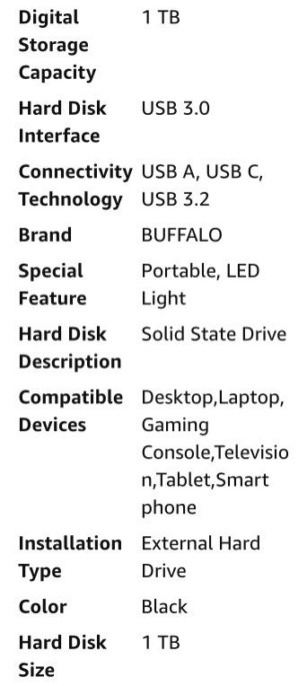 BUFFALO External SSD 1TB, Computers & Tech, Parts & Accessories, Hard ...