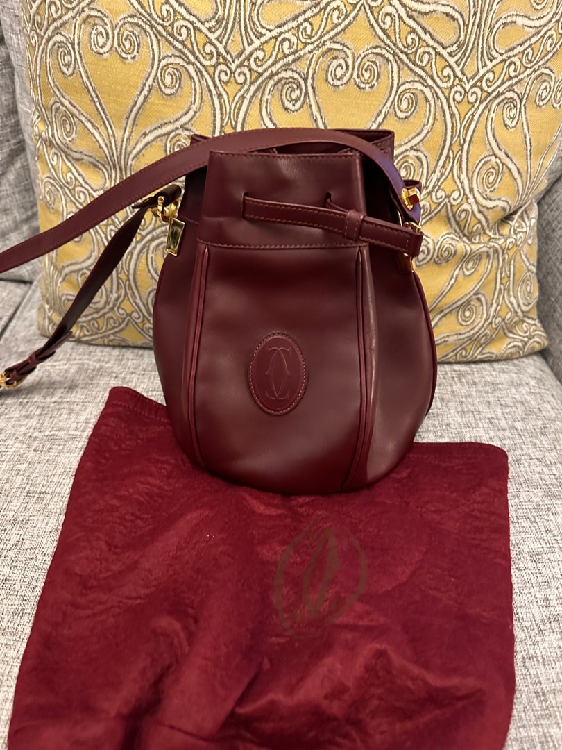 Cartier Red Must de Cartier Leather Bucket Bag on Carousell