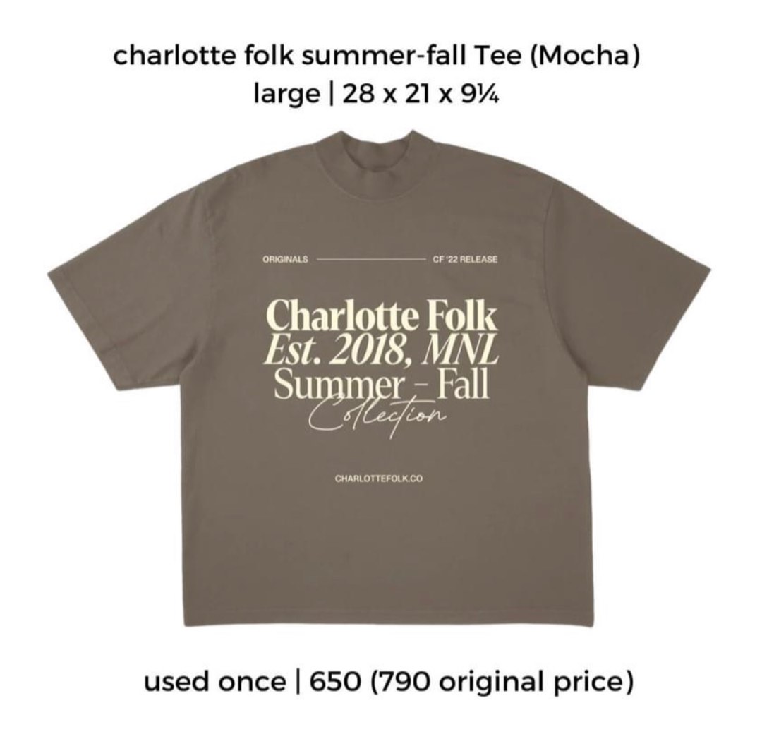 Charlotte Folk Tee (Used Once), Men's Fashion, Tops & Sets, Tshirts ...