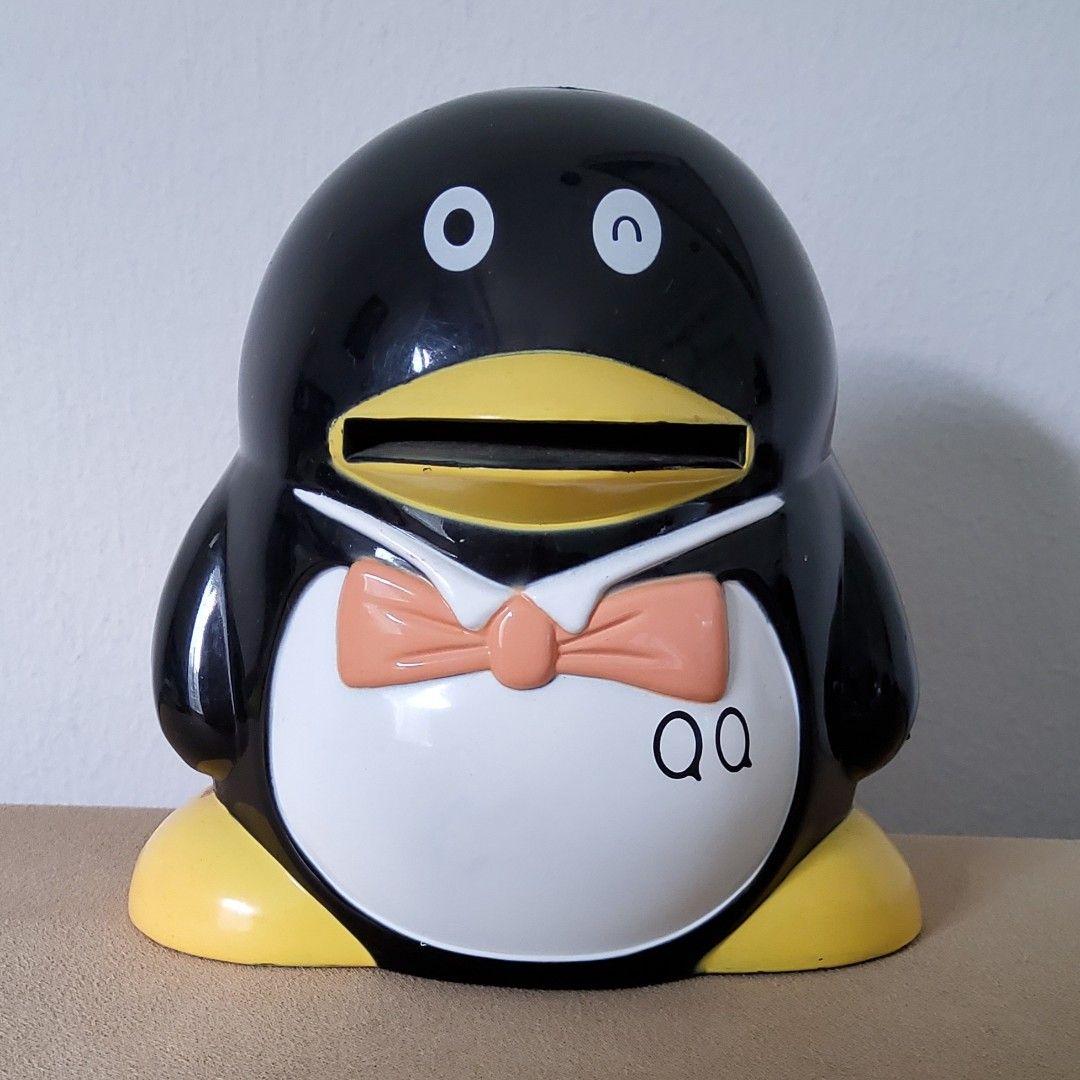 Children Penguin Coins Piggy Bank Plastic Penguin in Smart Ribbon Suit ...