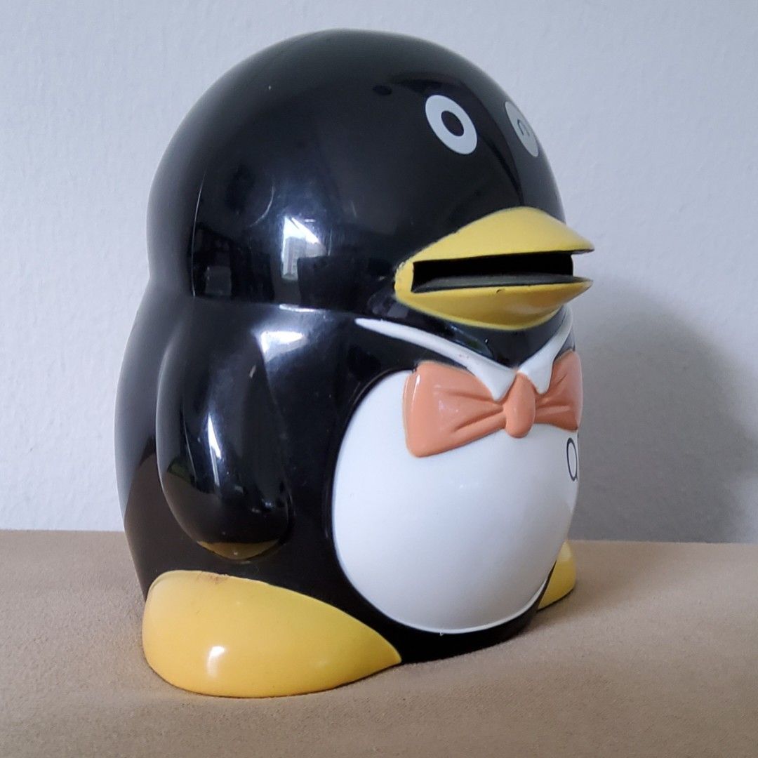Children Penguin Coins Piggy Bank Plastic Penguin in Smart Ribbon Suit ...
