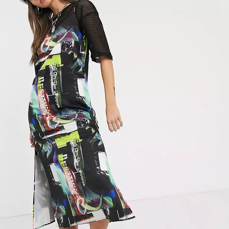 COLLUSION ASOS print midi dress, Women's Fashion, Dresses & Sets ...