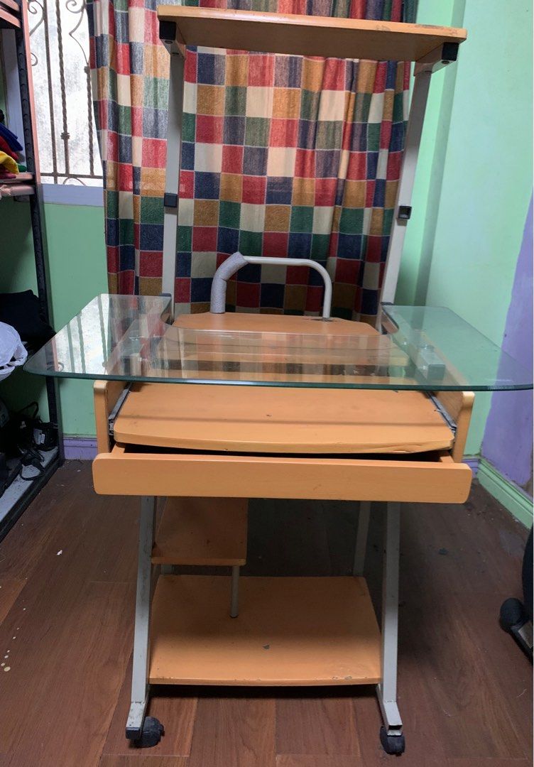 Computer table printer & CPU shelf and sliding drawer on Carousell