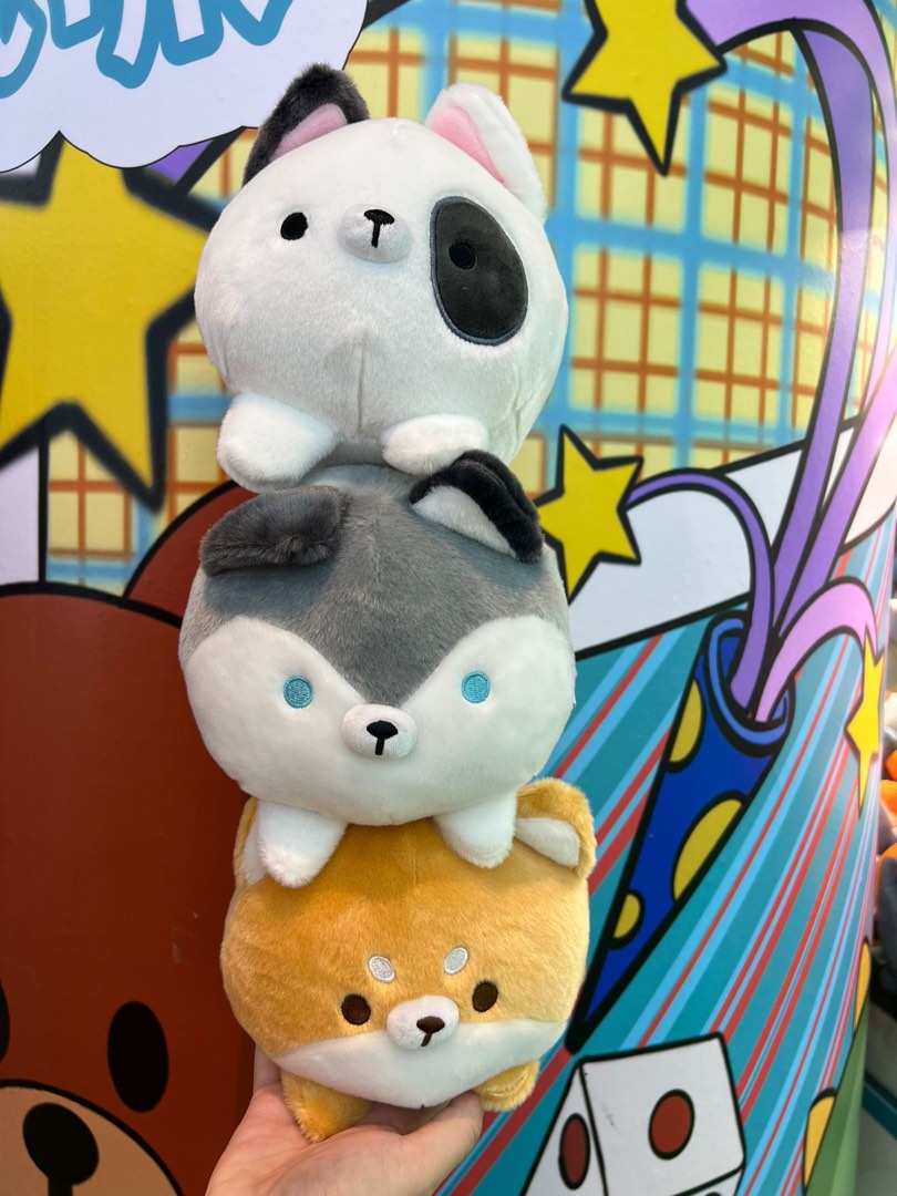 Cute Fun claw flat lying laying Dog Brown Shiba White Grey fluffy soft ...