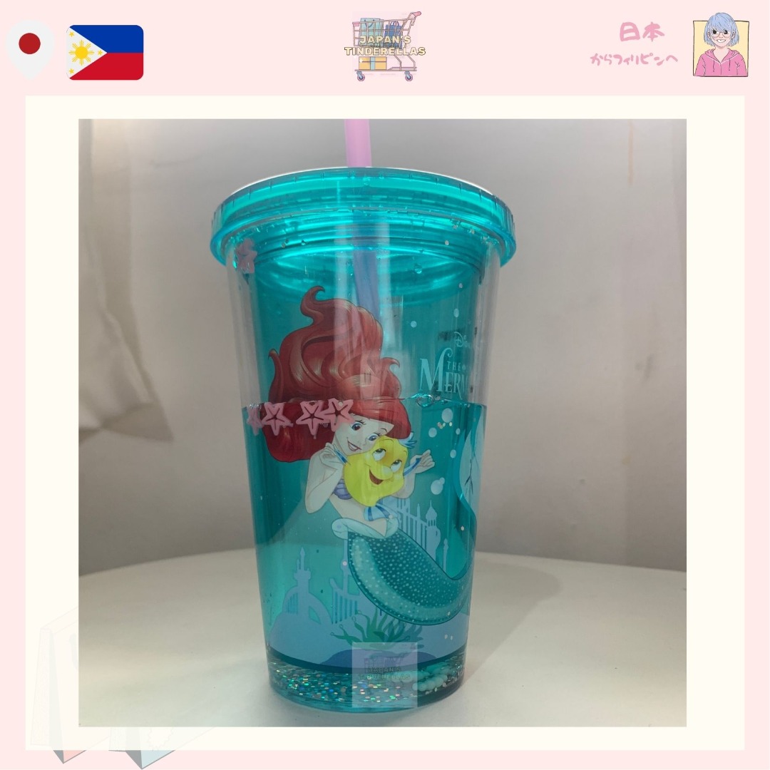 DAISO KOREA: DISNEY ARIEL LITTLE MERMAID STRAW CUP BLUE 330 ML ...
