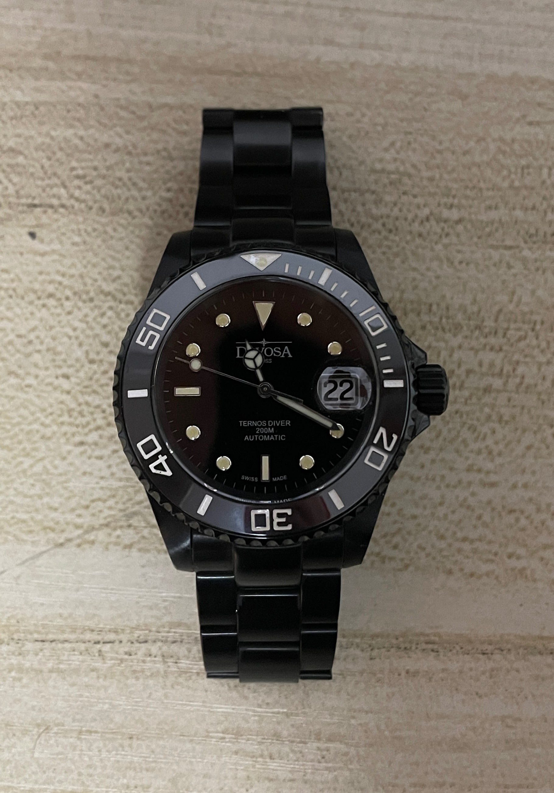DAVOSA WATCH TERNOS DIVER BLACK PVD SUBMARINER, Luxury, Watches on ...