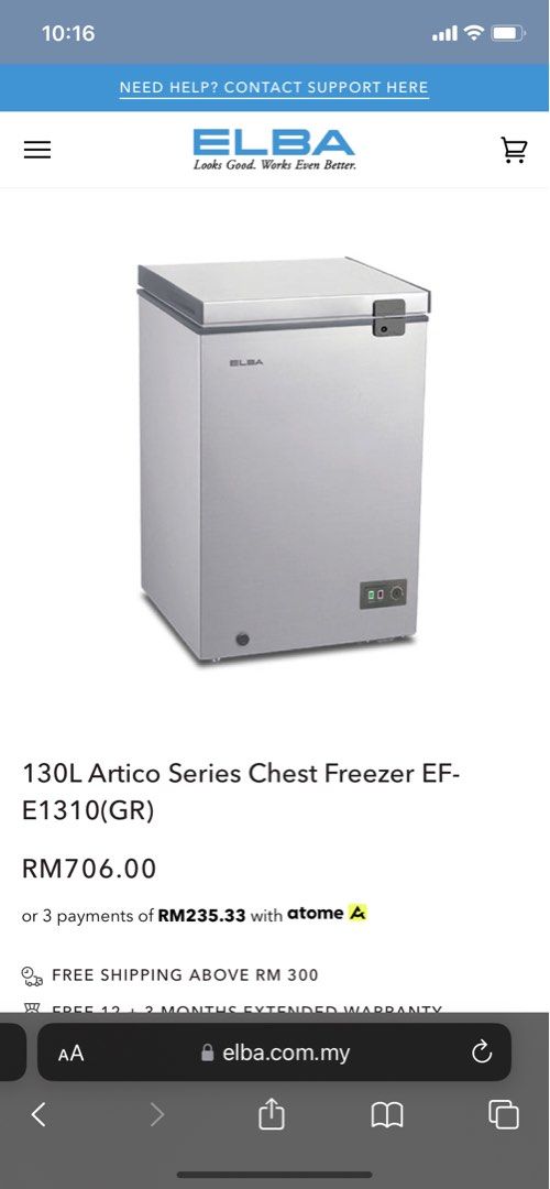 ELBA 130L Freezer, TV & Home Appliances, Kitchen Appliances ...