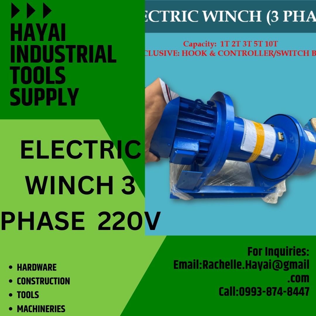 ELECTRIC WINCH 3 PHASE 220V, Commercial & Industrial, Industrial ...
