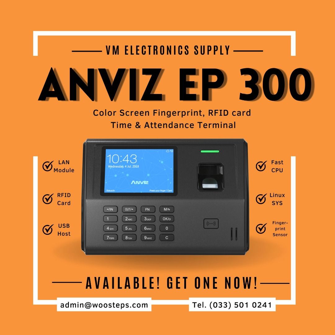 EP300 Color Screen Fingerprint & RFID Card Time & Attendance Biometric ...