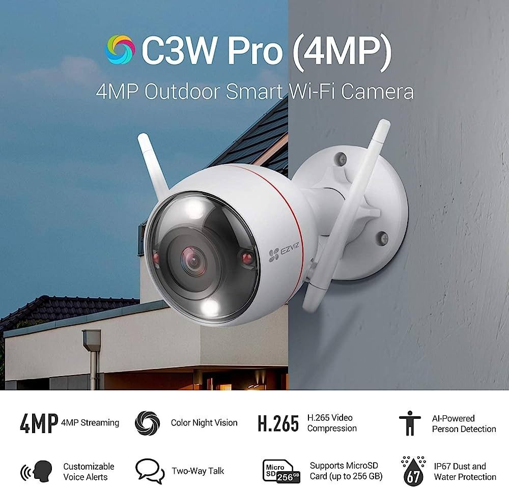 EZVIZ C3W Pro 4MP Smart Home Camera Talk as if you were there Resists ...