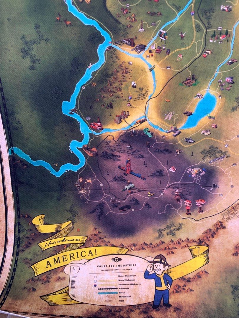 Fallout 76 fan make map poster輻射76 自制廢土地圖 ps5 ps4 xbox, 興趣及遊戲, 收藏品及紀念品 ...