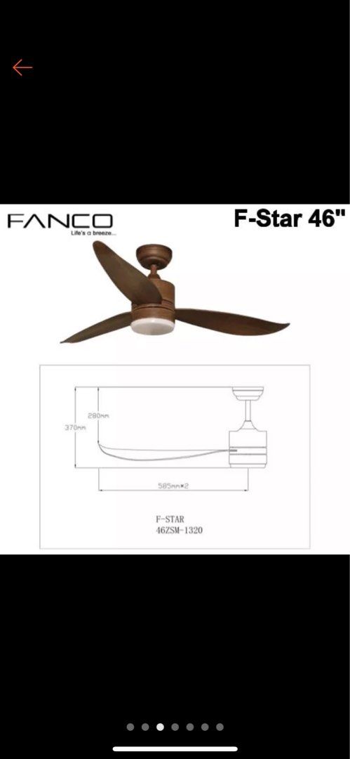 Fanco f star 42” ceiling fan, Furniture & Home Living, Lighting & Fans ...