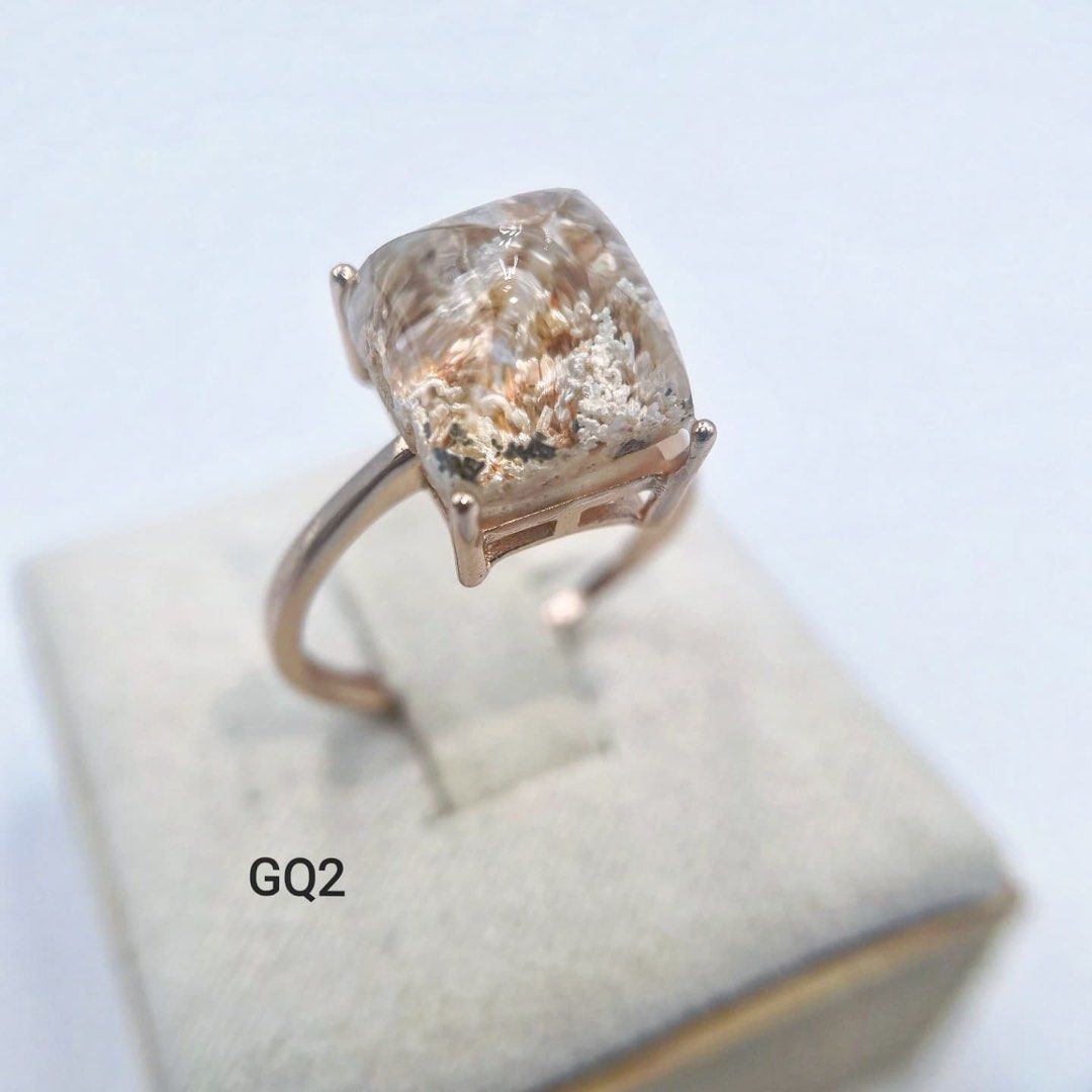 Garden Quartz / Lodolite Sugarloaf Ring, Women's Fashion, Jewelry ...