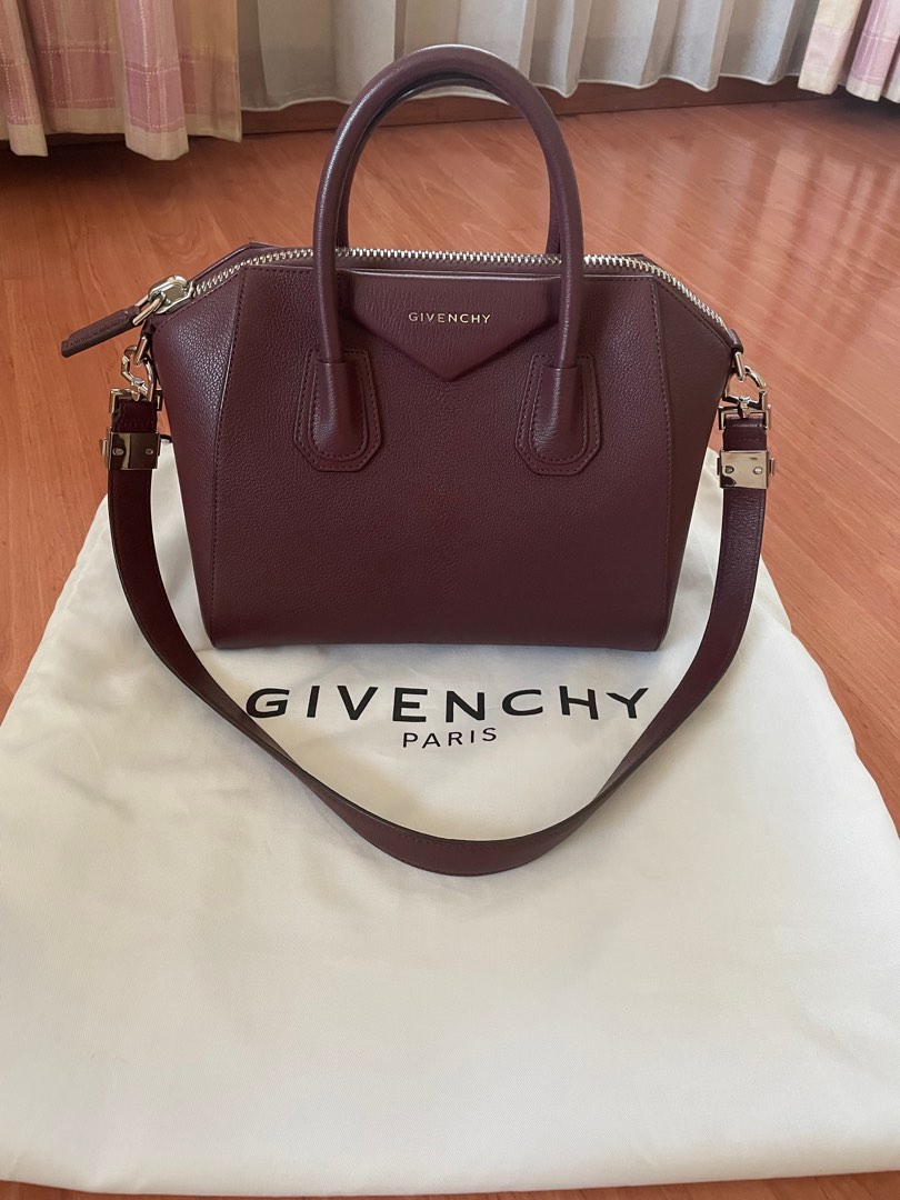 Givenchy antigona medium grain leather burgundy, Barang Mewah, Tas ...