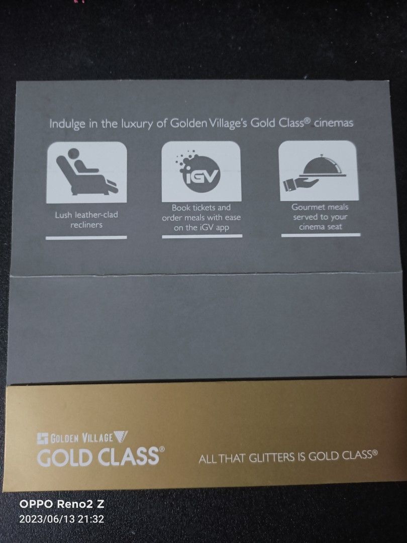 Gold Class Movie Ticket and Dine voucher, Tickets & Vouchers, Vouchers ...