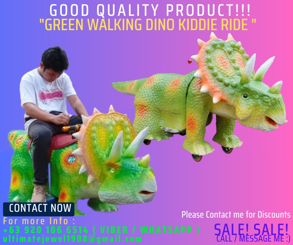 GREEN WALKING DINO KIDDIE RIDE - BRAND NEW AND EASY TO USE on Carousell