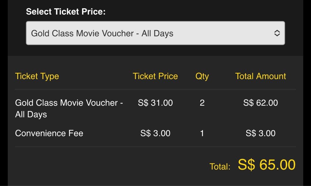 GV Gold-Class Movie Ticket + Voucher, Tickets & Vouchers, Vouchers on ...