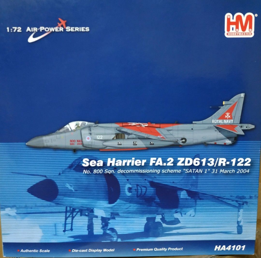 HOBBY MASTER 1/72 SEA Harrier FA.MK 2 RNFAA NO.800 NAS, ZD613 SATAN 1 ...