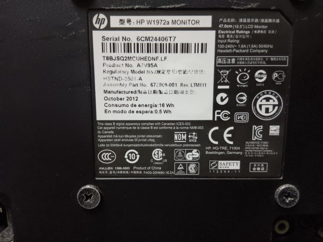 HP W1972a Monitor (Semi Faulty), Computers & Tech, Parts & Accessories ...