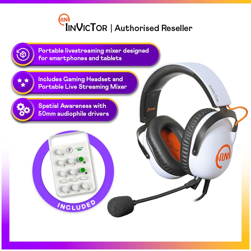 IINVICTOR Soturi Gaming Headset & Mackie M-Caster Live Portable ...