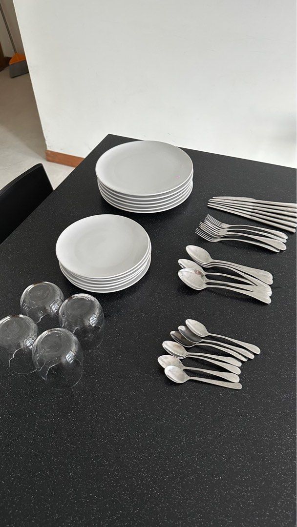 IKEA plates set, ustensiles and glass, Furniture & Home Living ...