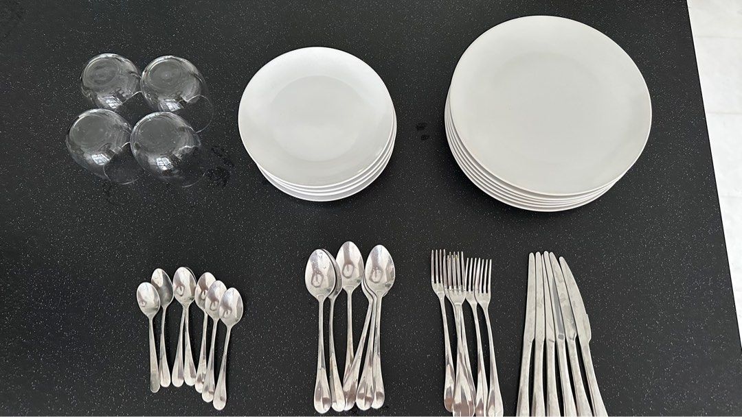 IKEA plates set, ustensiles and glass, Furniture & Home Living ...