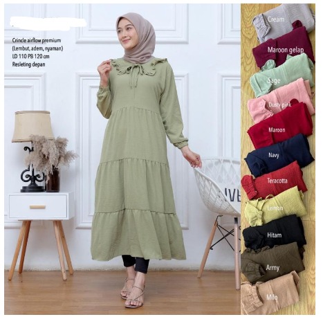 J1213-Chacha dress muslim hijab- Sage, Fesyen Wanita, Muslim Fashion ...