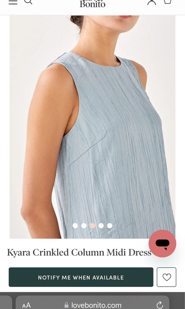 Kyara Crinkled Column Midi Dress blue, Women's Fashion, Dresses & Sets, Dresses on Carousell