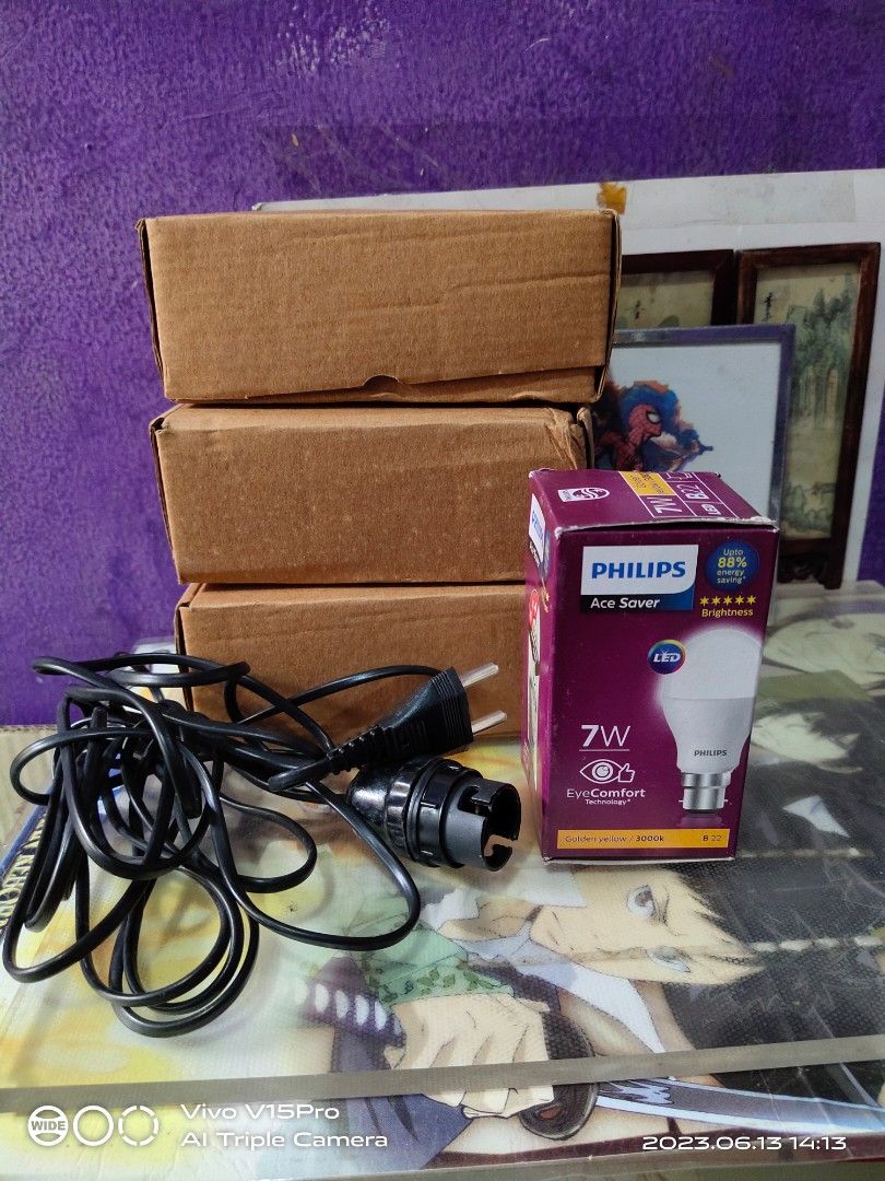 lampu philips 7 watt yellow & fitting gantung, Serba Serbi, Others di ...