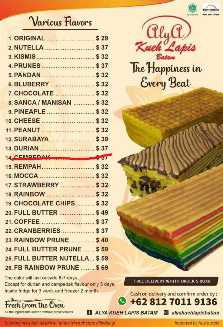 Layer Cake Alya Batam Food And Drinks Beverages On Carousell