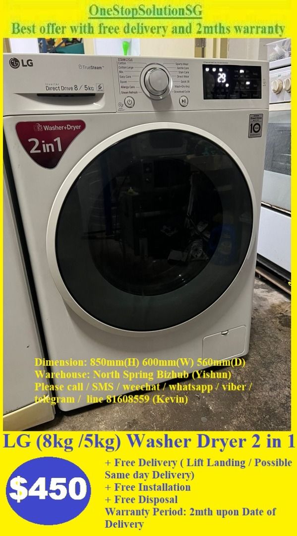 LG (8kg /5kg) Washer Dryer 2 in 1 ($450 + Free Delivery and 2mths warranty), TV & Home ...