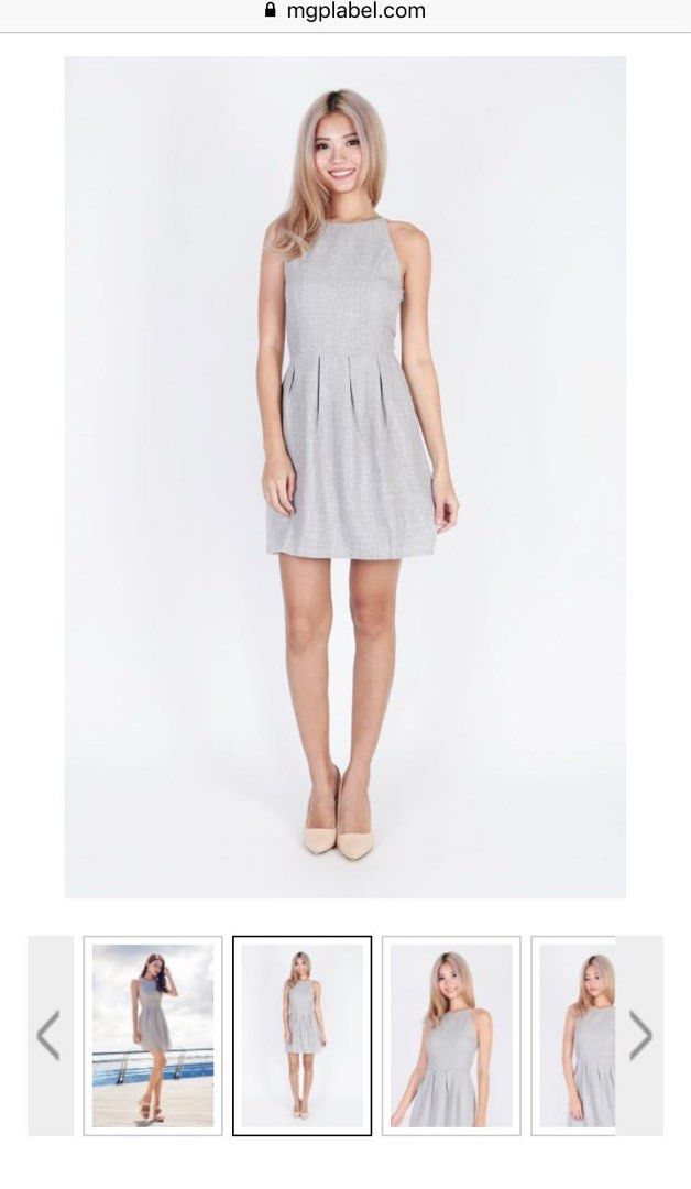 MGP label Rhodes Tweed dress in light grey, Women's Fashion, Dresses ...