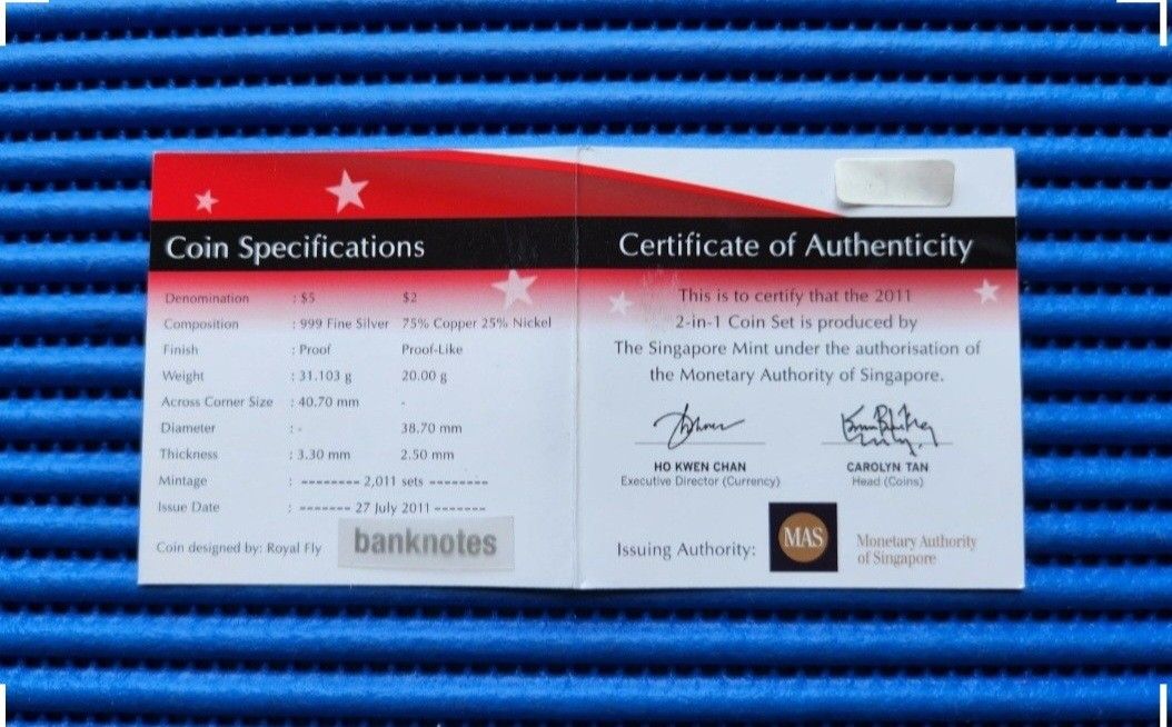 NDP 2011 Singapore 46 Years of Independence $5 & $2 Commemorative 2-in ...