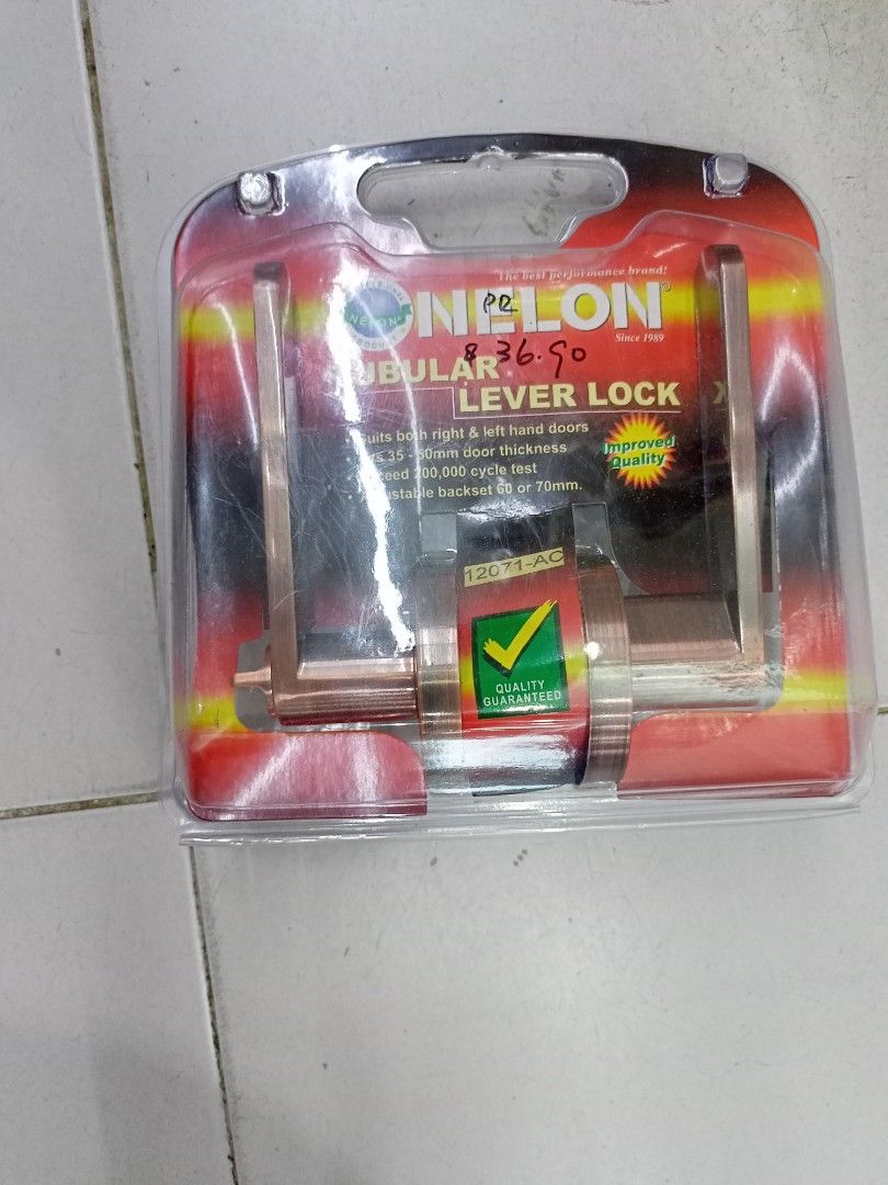 Nelon Tubular Lever Lock 12071-AC, Furniture & Home Living, Security ...