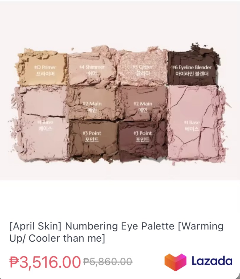 Original April Skin Numbering Eye Pallet on Carousell