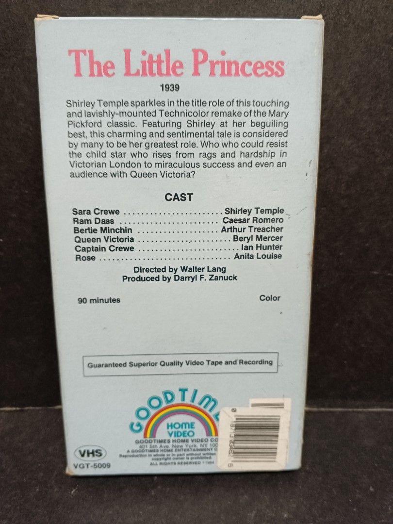 Original VHS Tapes: The Little Princess - Shirley Temple - Movie ...