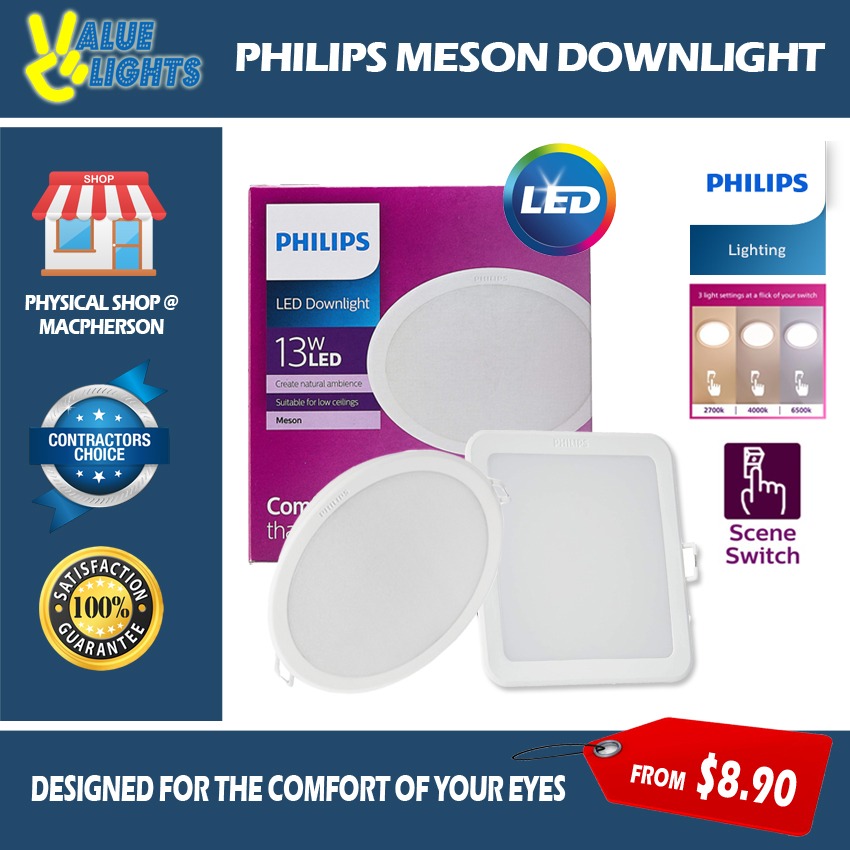 PHILIPS 3 Color Meson LED Downlight 9W 13W 17W Tri Tone Scene Switch ...