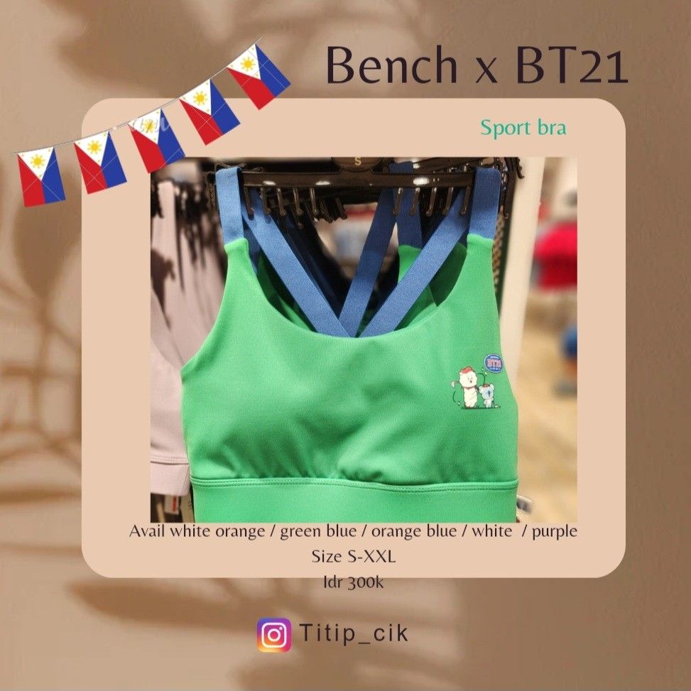 PO pre order bench x BT21 BTS // bra sport ce olahraga, K-Wave di Carousell