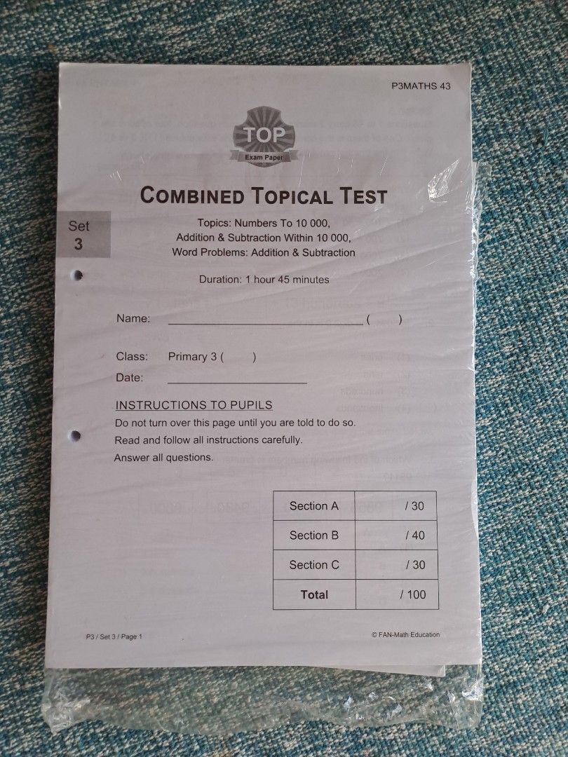 Primary 3,p3 math previous papers, Hobbies & Toys, Books & Magazines ...