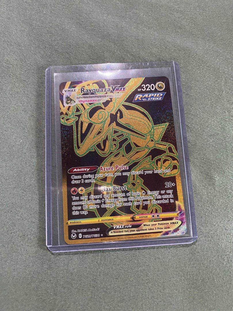 Rayquaza V max Black Gold, Hobbies & Toys, Toys & Games on Carousell